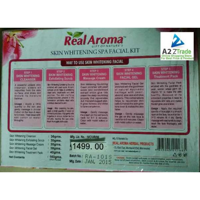 Real Aroma Skin Whitening Facial Kit,(Pack of 5)-160gm.