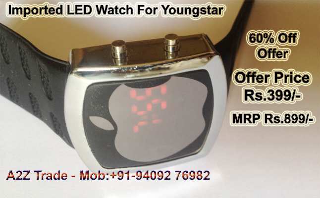 Stylish Digital LED Wrist Watch - Black, Red Led Watch Apple Shaped On ...
