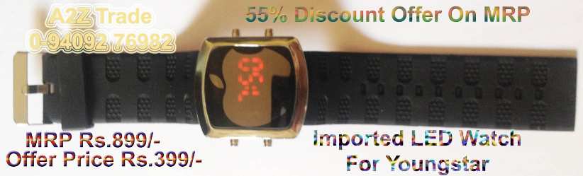 Stylish Digital LED Wrist Watch - Black, Red Led Watch Apple Shaped On ...